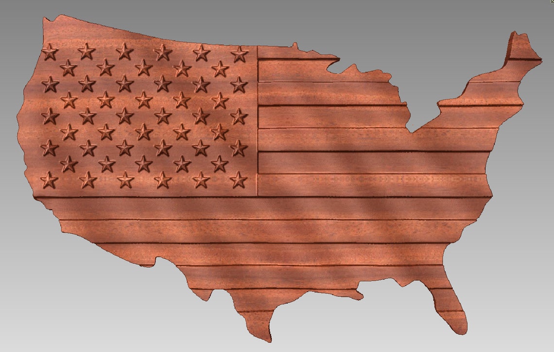 USA Wavy Map - Flag Mix - CNC Files for Wood, 3D STL Model - Etsy