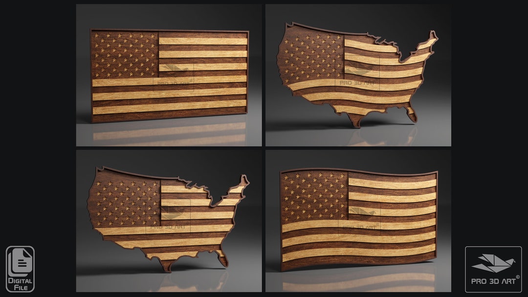USA Flag and Map Pack - Multilayer Laser Cutting Files - Etsy