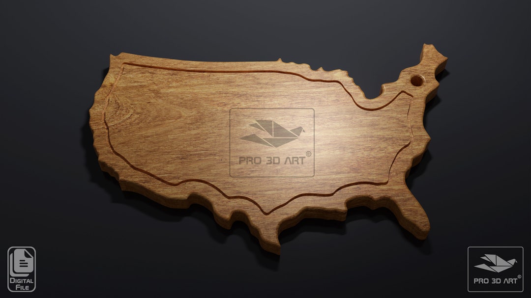 USA Map Cutting Board - CNC Files for Wood (svg, Dxf, Eps, Pdf, Ai) - Etsy