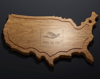 US Map Tray CNC Files for Wood svg, Dxf, Eps, Ai, Pdf - Etsy