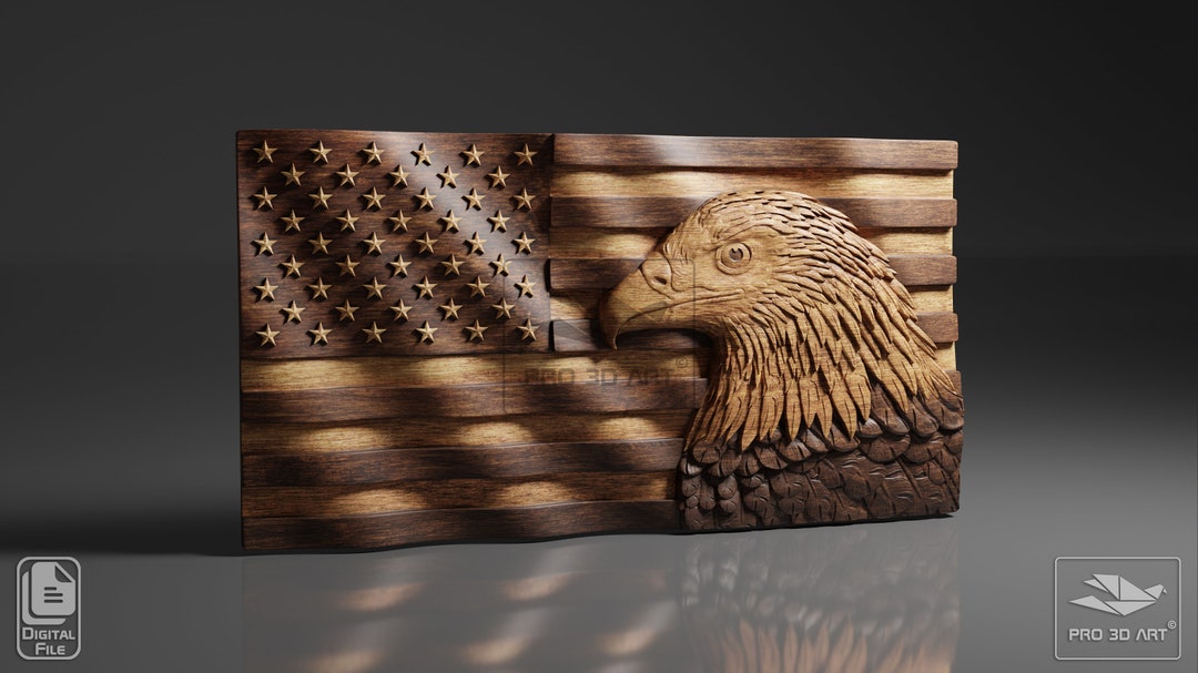 USA Wavy Flag - Eagle - CNC Files for Wood, 3D STL Model - Etsy