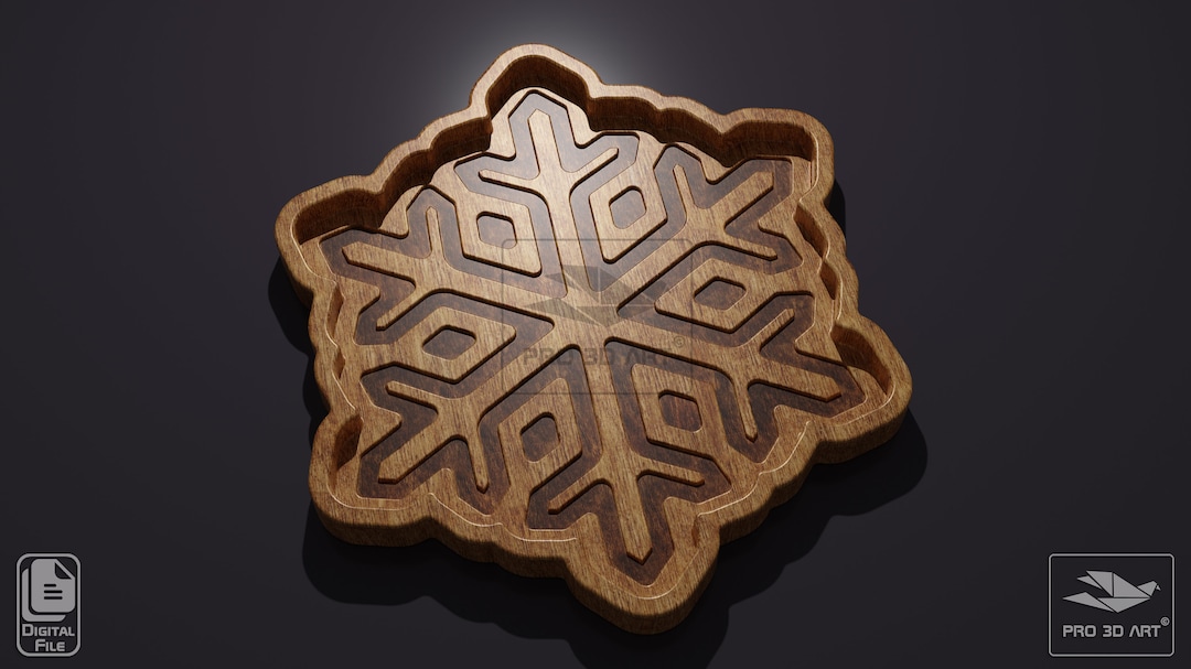 Snowflake Tray - CNC Files for Wood (svg, Dxf, Eps, Ai, Pdf, Stl) - Etsy