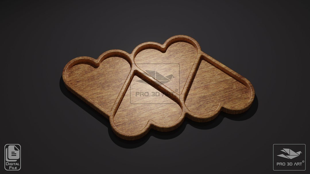 4 Hearts Tray - CNC Files for Wood (svg, Dxf, Eps, Ai, Pdf, STL) - Etsy