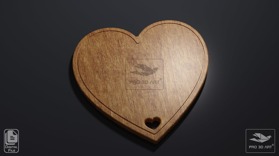 Heart Cutting Board - CNC Files for Wood (svg, Dxf, Eps, Pdf, Ai, Stl ...