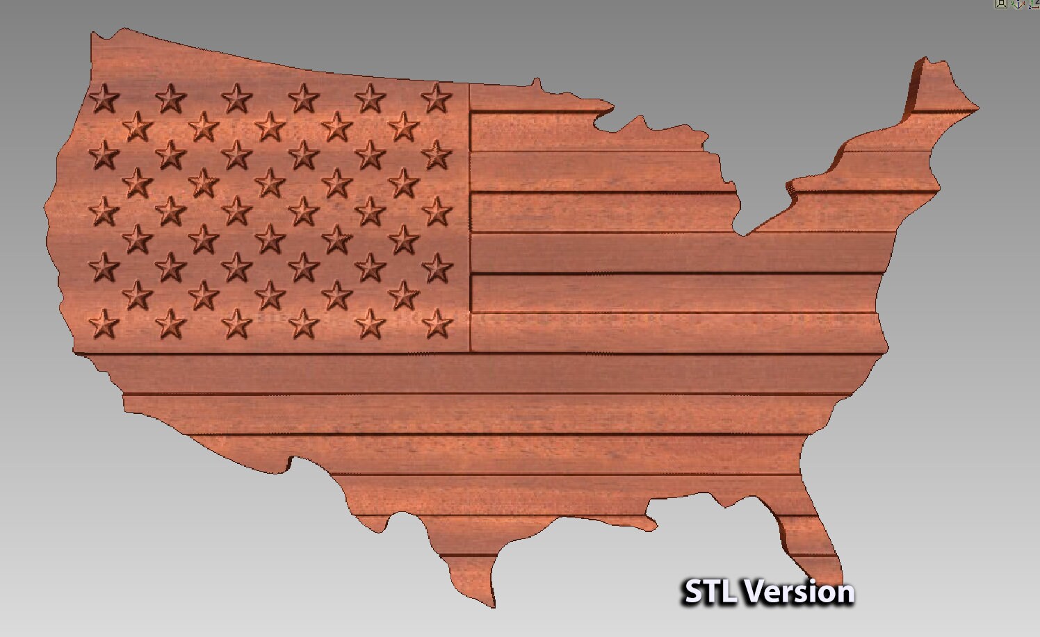 USA Map - Flag Mix Straight - CNC Files for Wood, 3D STL Model - Etsy