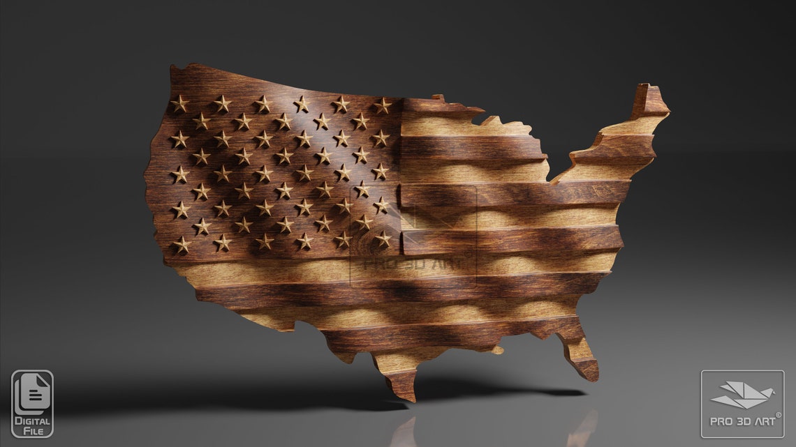 USA Wavy Map - Flag Mix - CNC Files for Wood, 3D STL Model - Etsy