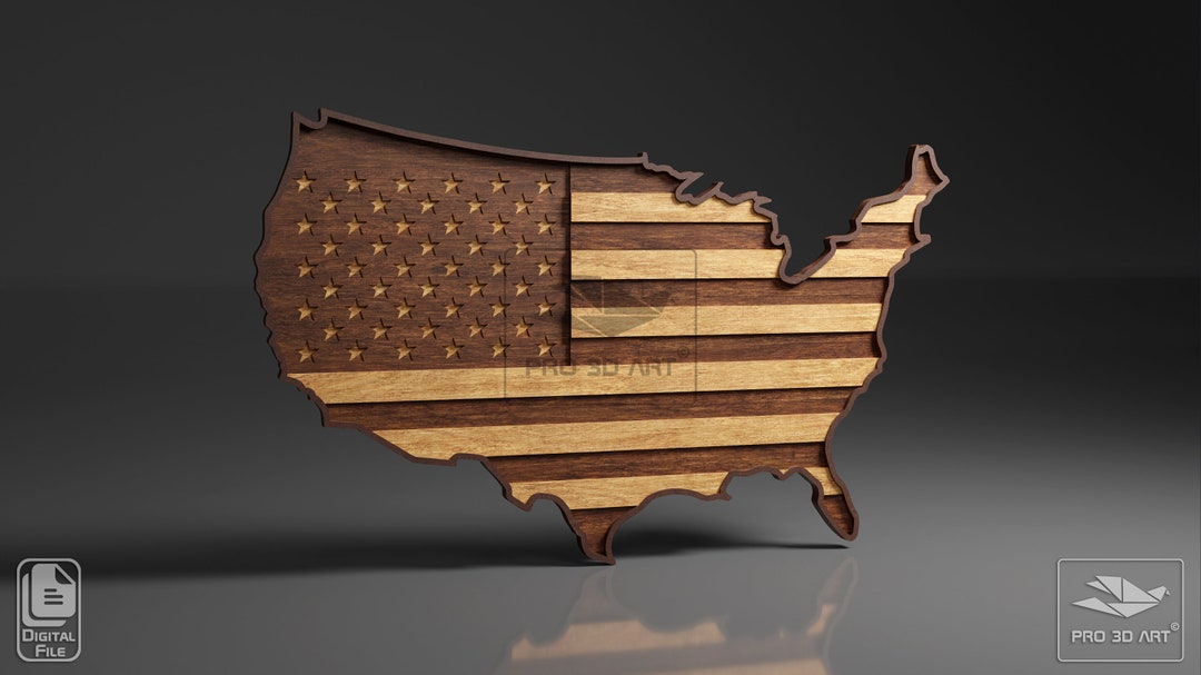 USA Map and Flag - Multilayer Laser Cutting Files - Etsy