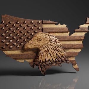 USA Flag and Map - Eagle - Pack - CNC Files for Wood, 3D STL Models - Etsy