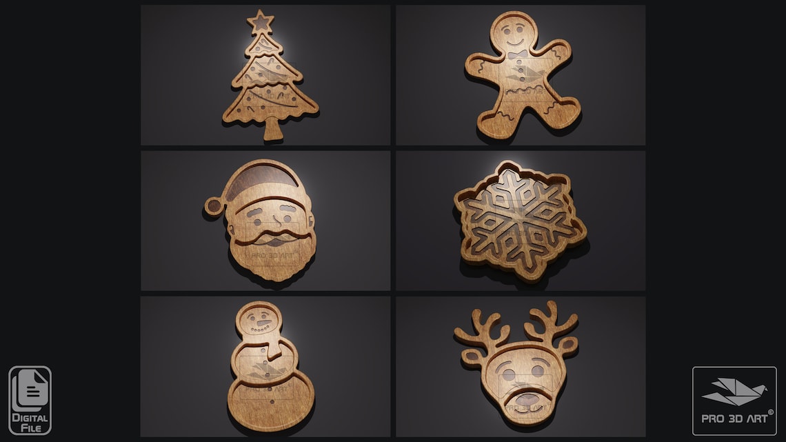 Christmas Trays Pack - CNC Files for Wood (svg, Dxf, Eps, Ai, Pdf, Stl ...
