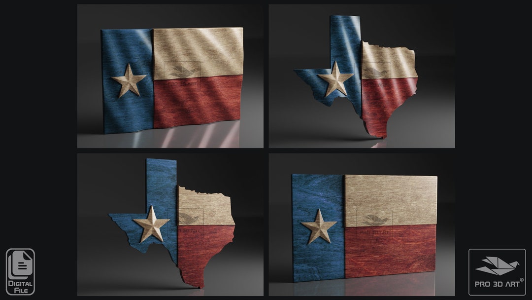 Texas Flag and Map Pack - CNC Files for Wood, 3D STL Models - Etsy
