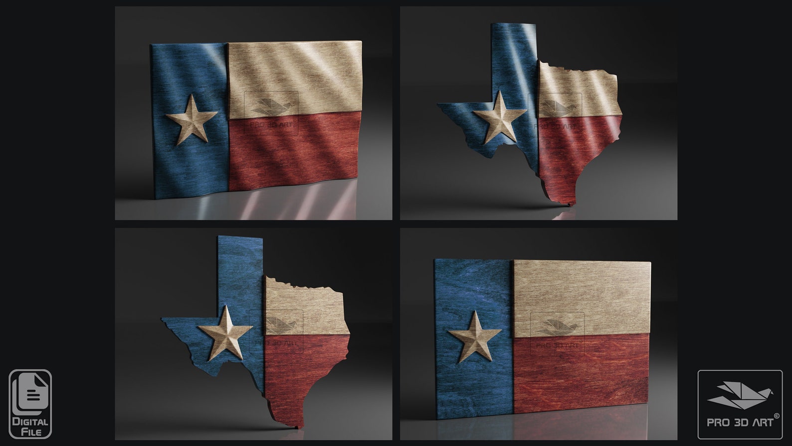 Texas Flag and Map Pack CNC Files for Wood 3D STL Models - Etsy