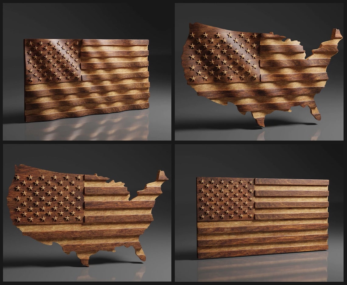 USA Flag and Map Pack CNC Files For Wood 3D STL Models | Etsy