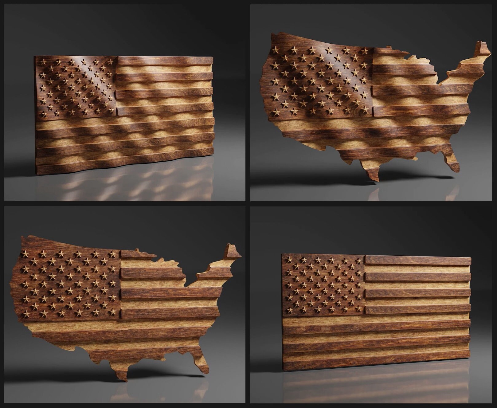 USA Flag and Map Pack CNC Files For Wood 3D STL Models | Etsy