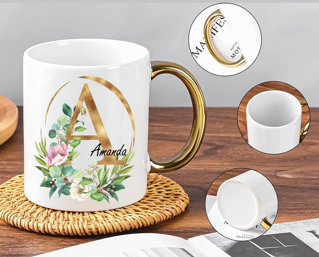 Monogram Initial Ceramic Coffee Mug Personalized Name - Etsy
