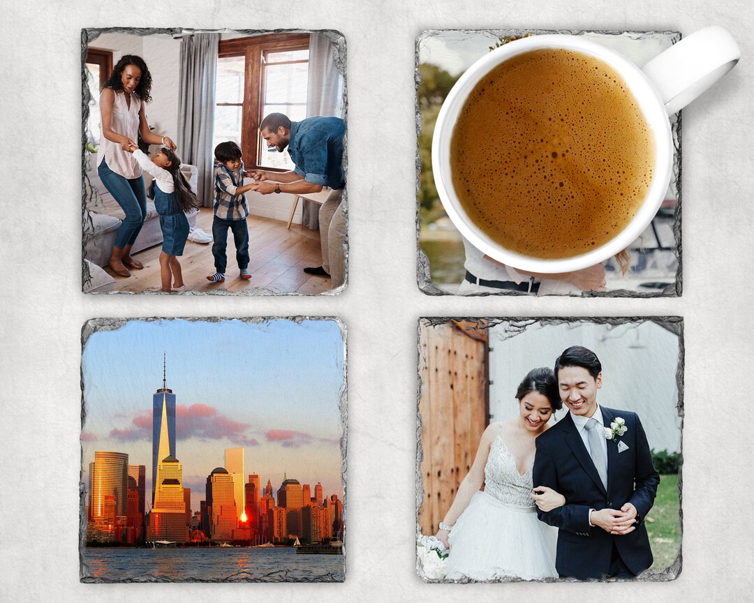 Photo Slate Coaster Gift Photo Rock Slate Coaster Customized Photo ...