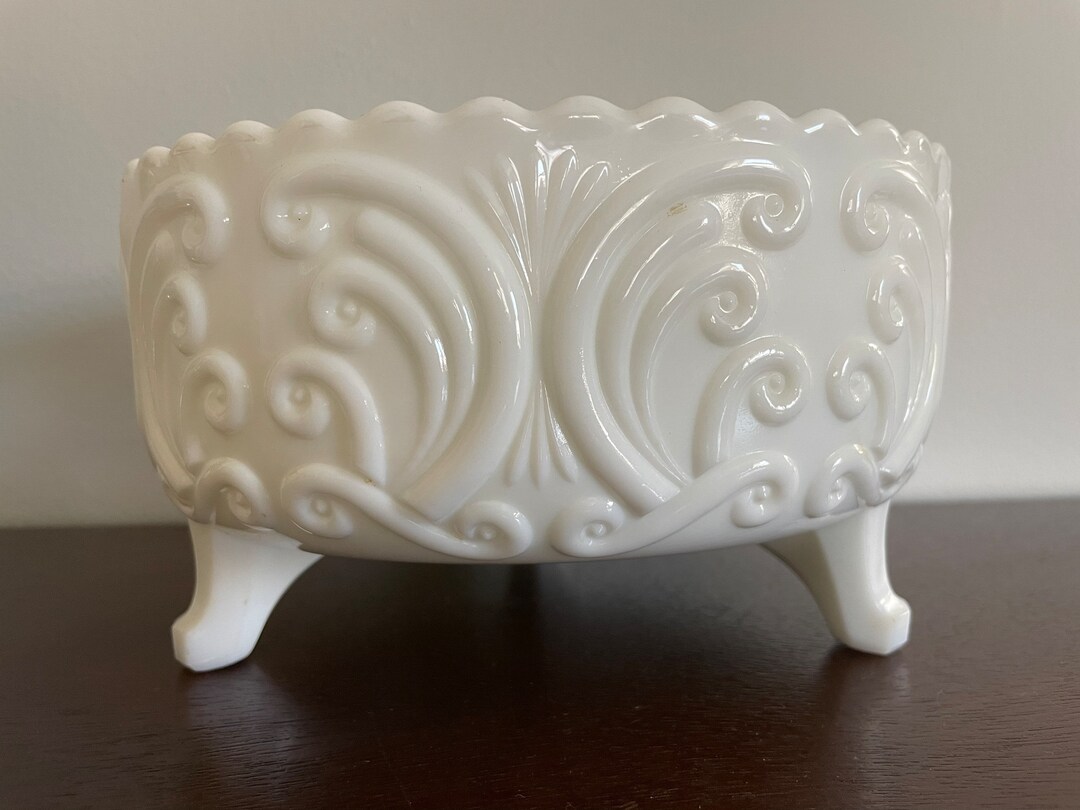 Imperial Milk Glass Scroll Pattern Compote 4” 7”diameter - Etsy