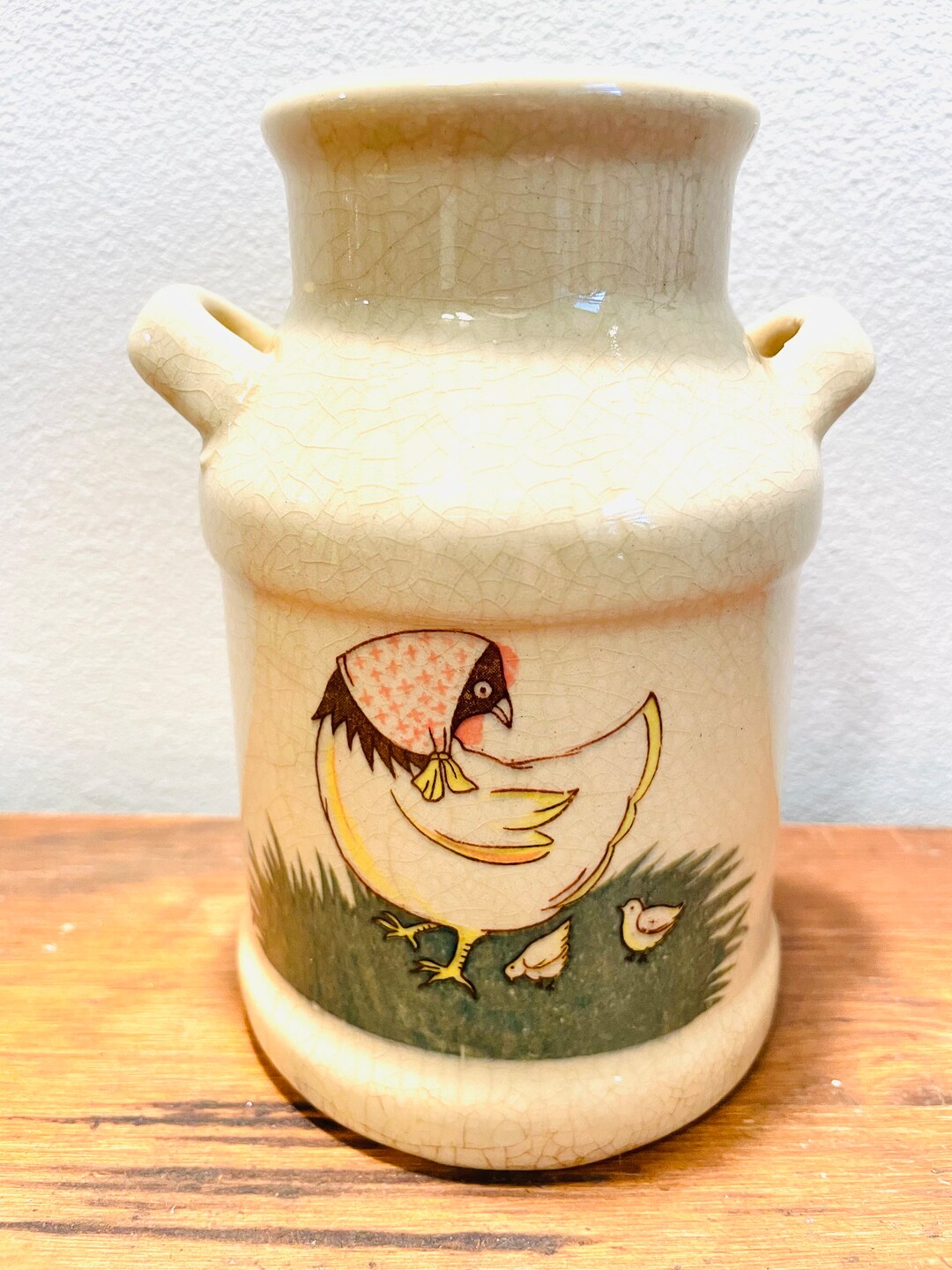 Vintage Pottery Rooster Milk Jug - Etsy