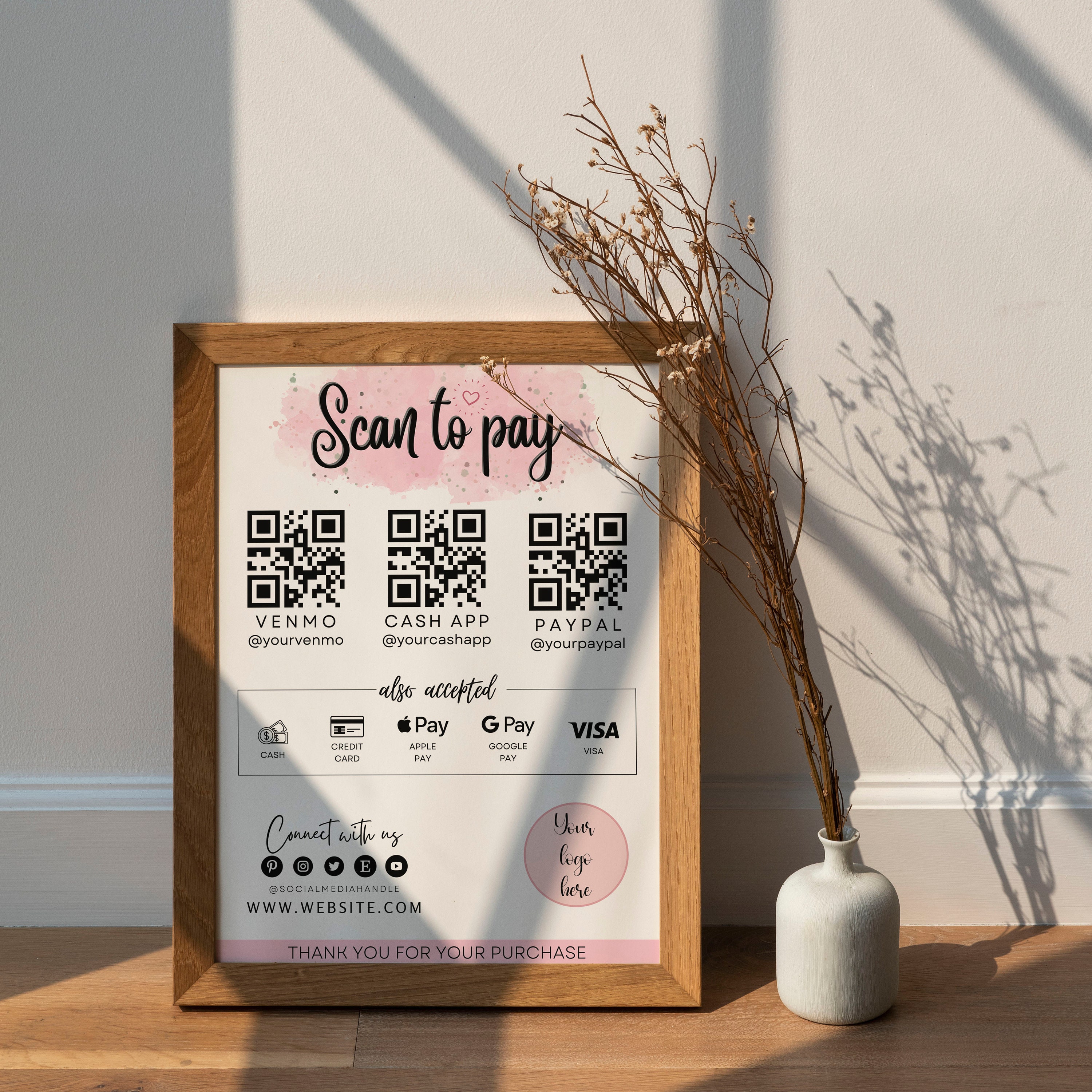 Printable Scan to Pay Template Editable Scan to Pay Sign | Etsy