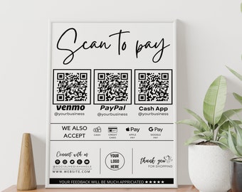 Scan to Pay QR Code Scan to Pay Canva Template, Scan to Pay Sign ...