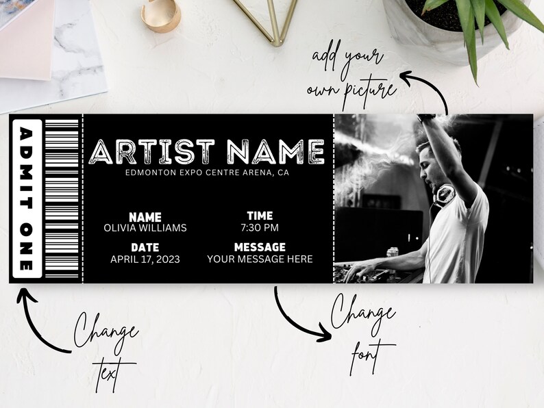 Concert Ticket Template Editable Event Ticket Canva Template - Etsy UK