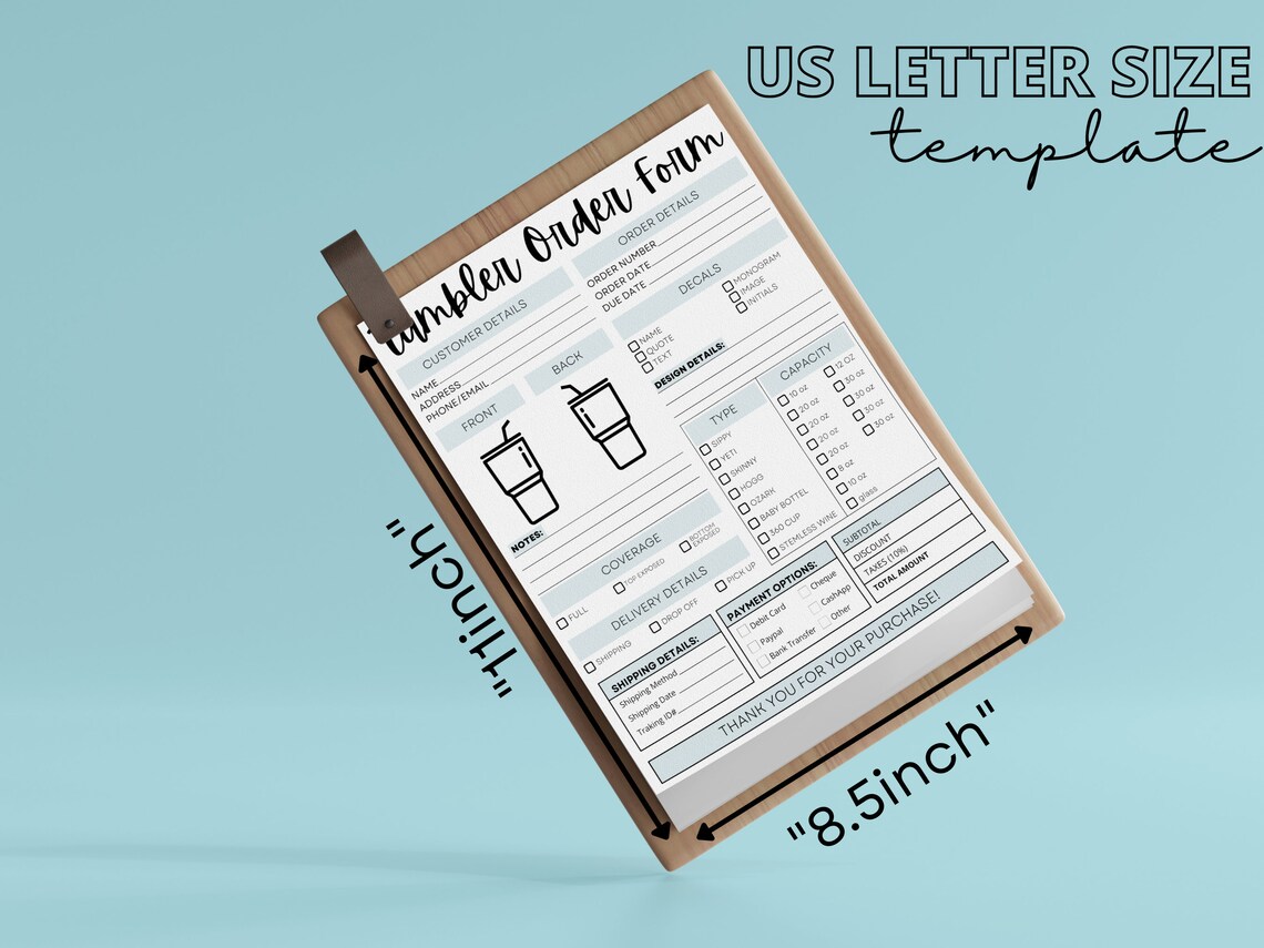 Editable Tumbler Order Form Template Custom Tumbler Form - Etsy