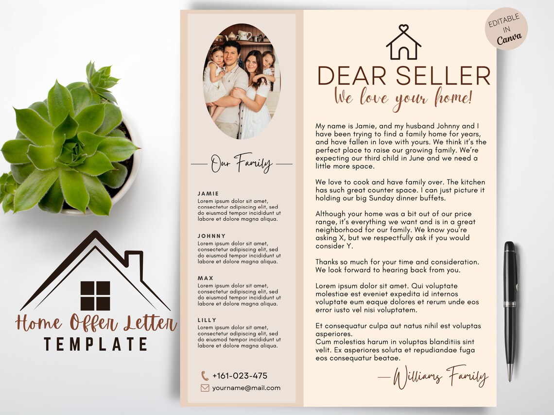 Letter to Seller Home Offer Letter Template House Offer - Etsy