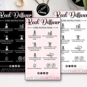 Editable Reed Diffuser Care Instructions, Reed Diffuser Care Card ...