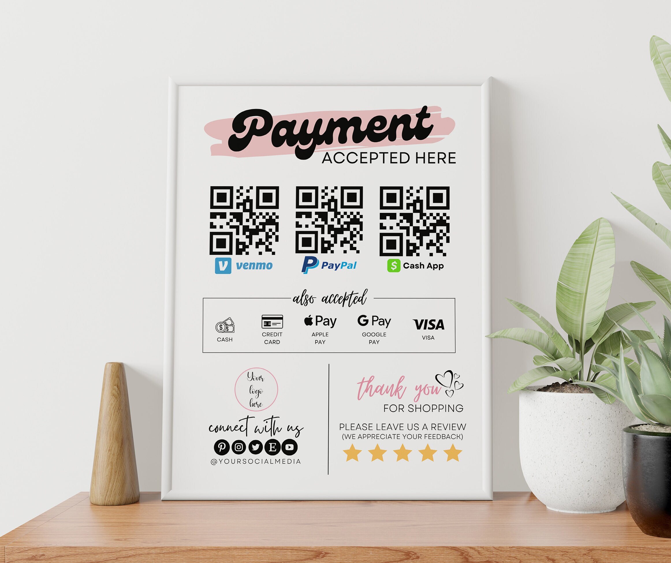 Printable Scan to Pay Template Editable Scan to Pay Sign - Etsy