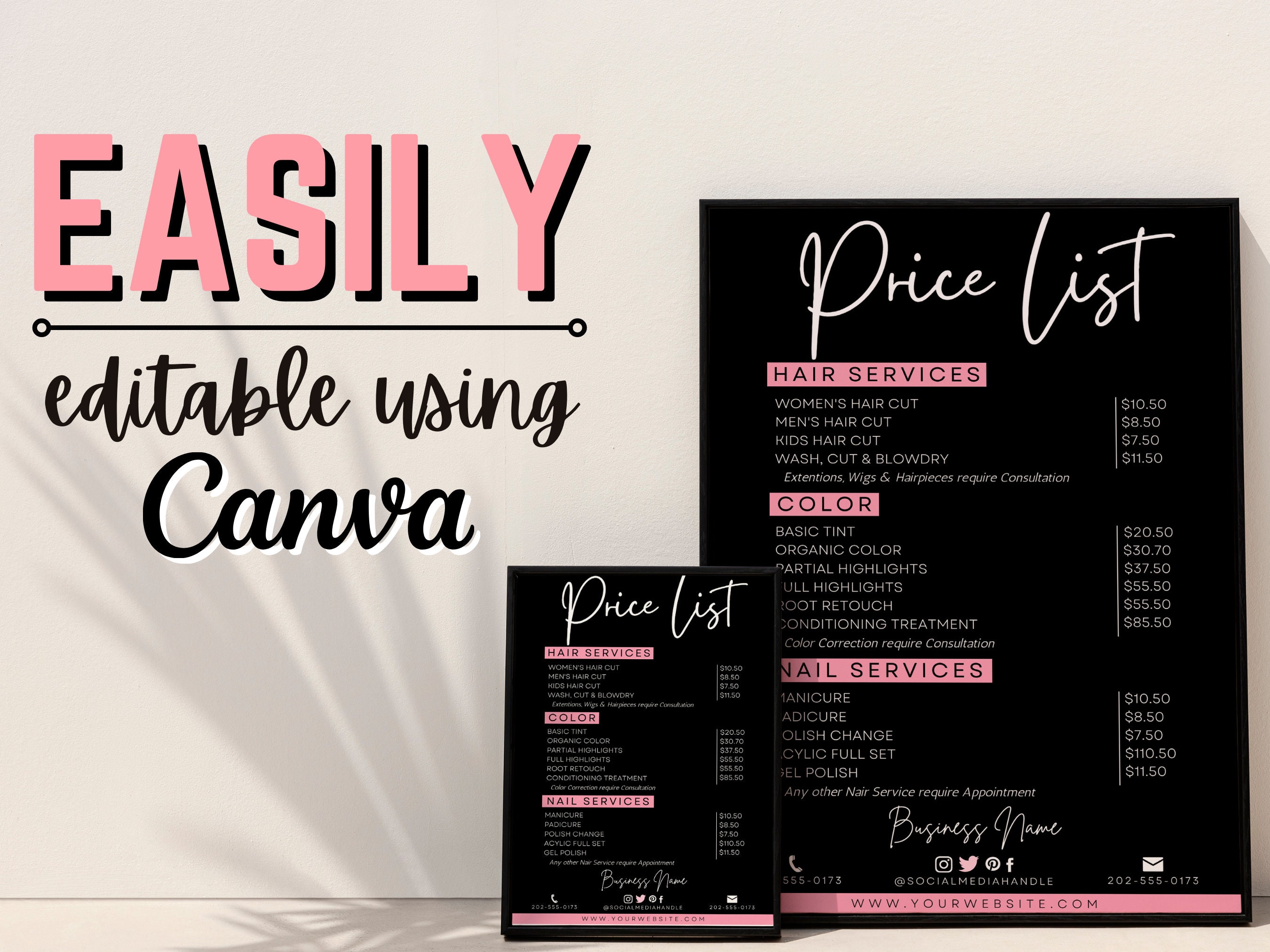 Editable Price List Template Sign for Small Business - Etsy