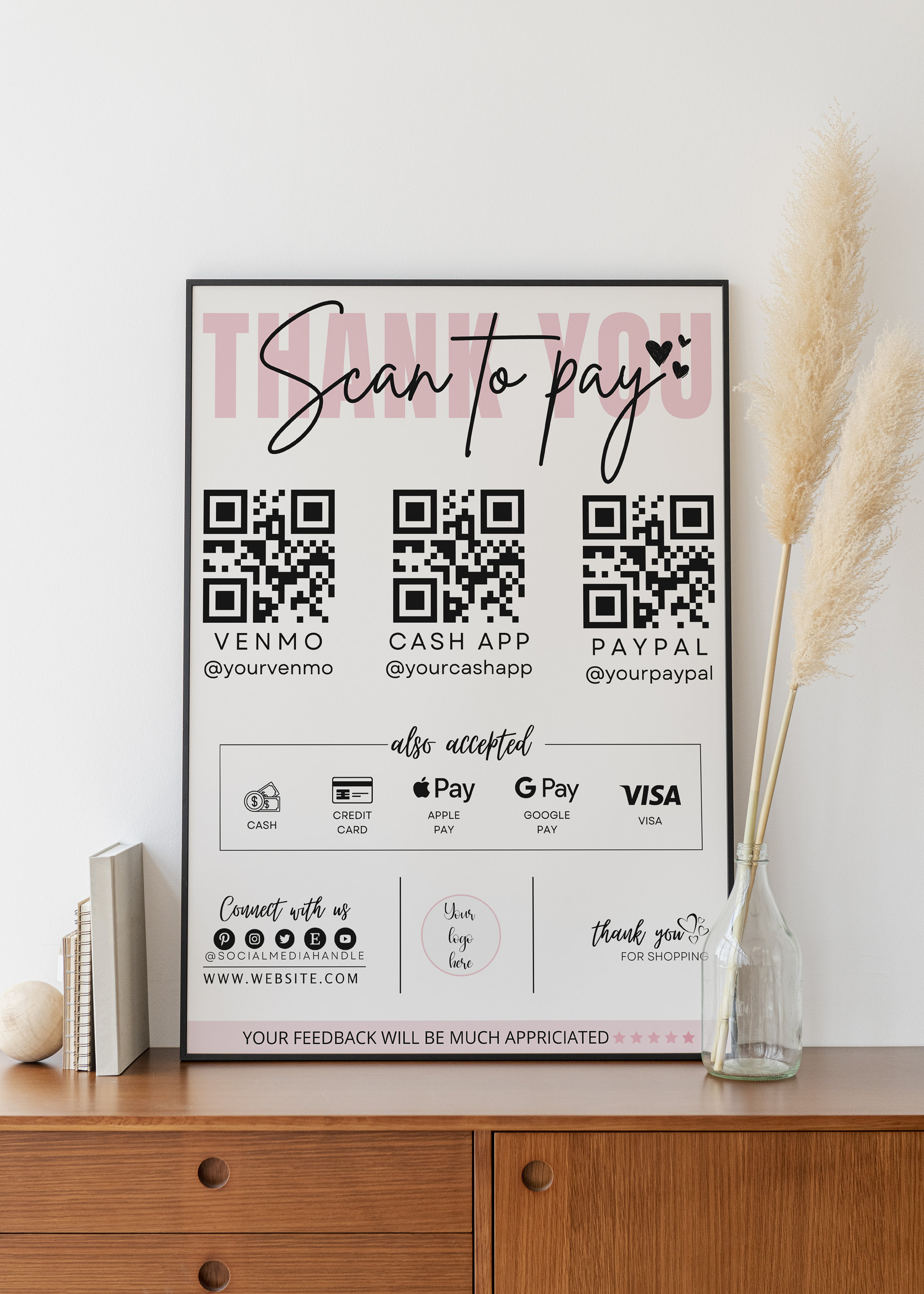 Editable QR Code Sign Printable Payment Sign Scan to Pay - Etsy