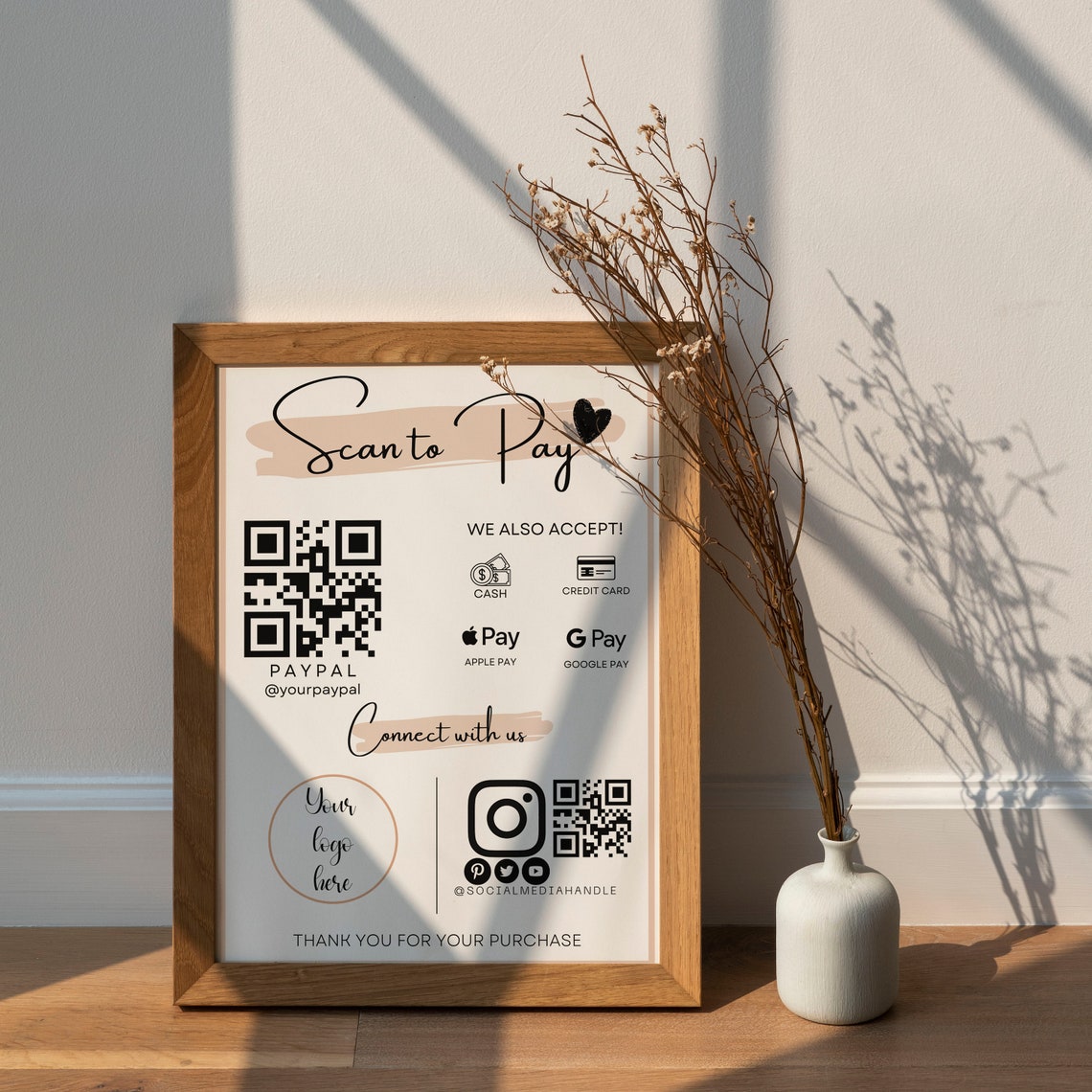 Printable Scan to Pay Template Editable Scan to Pay Sign - Etsy
