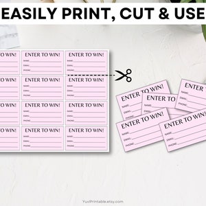 Printable Raffle Tickets, Enter to Win Tickets, Printable Enter to Win ...