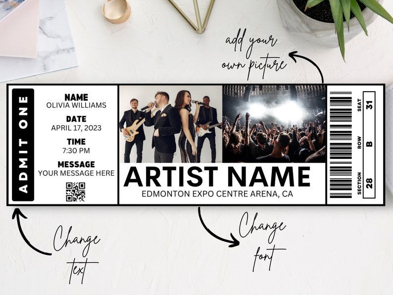 Concert Ticket Template Editable Event Ticket Canva Template - Etsy