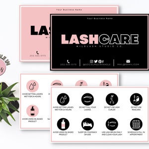 Lash Aftercare Card Template Printable Editable Eyelash Care - Etsy