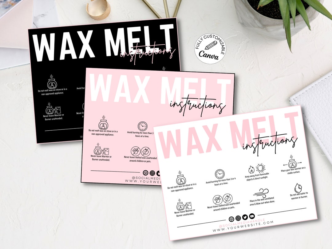 Wax Melts Care Card Editable Template, Wax Melt Warning Card, Small ...
