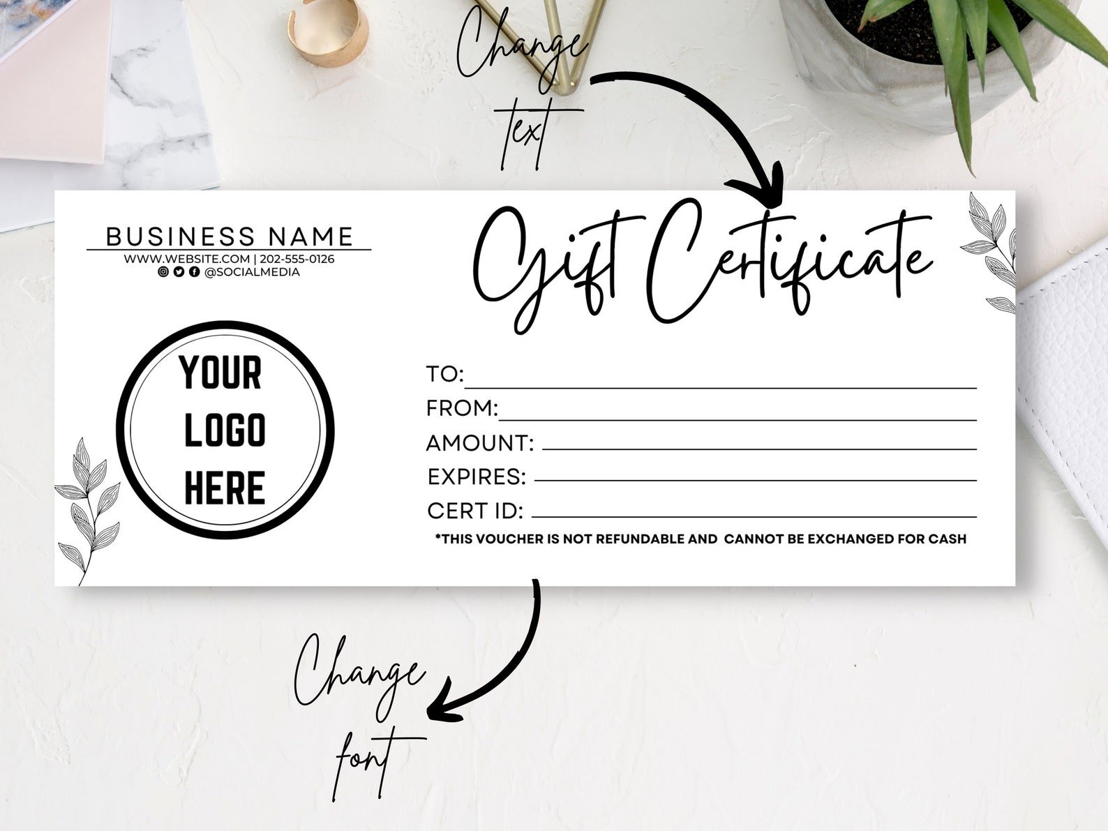 Gift Certificate Template Printable Gift Voucher Template DIY Gift Card ...