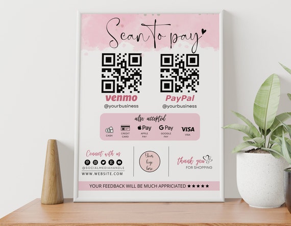 Printable Scan to Pay Template Editable Scan to Pay Sign - Etsy