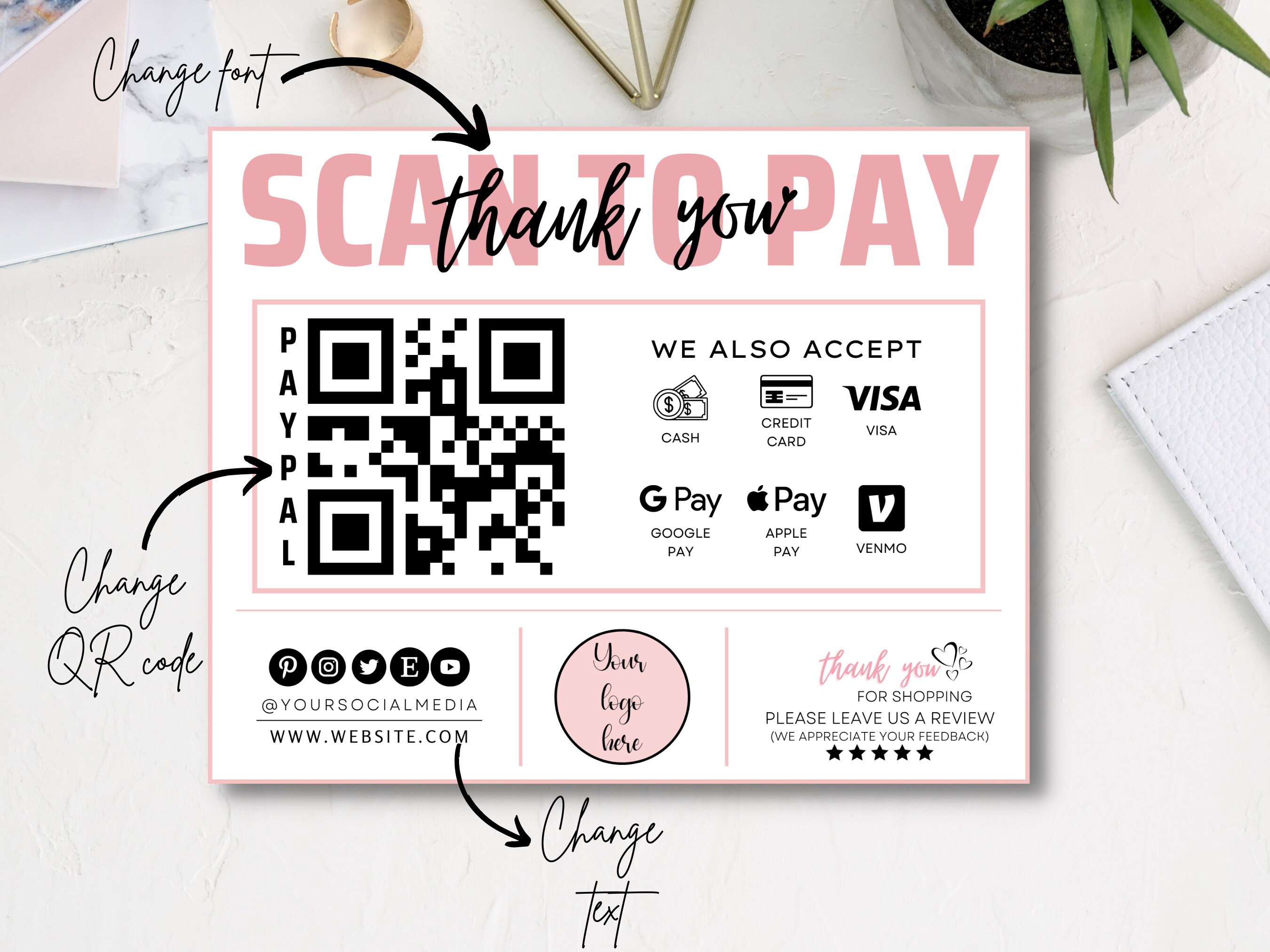 Editable QR Code Sign Printable Payment Sign Scan to Pay - Etsy Ireland