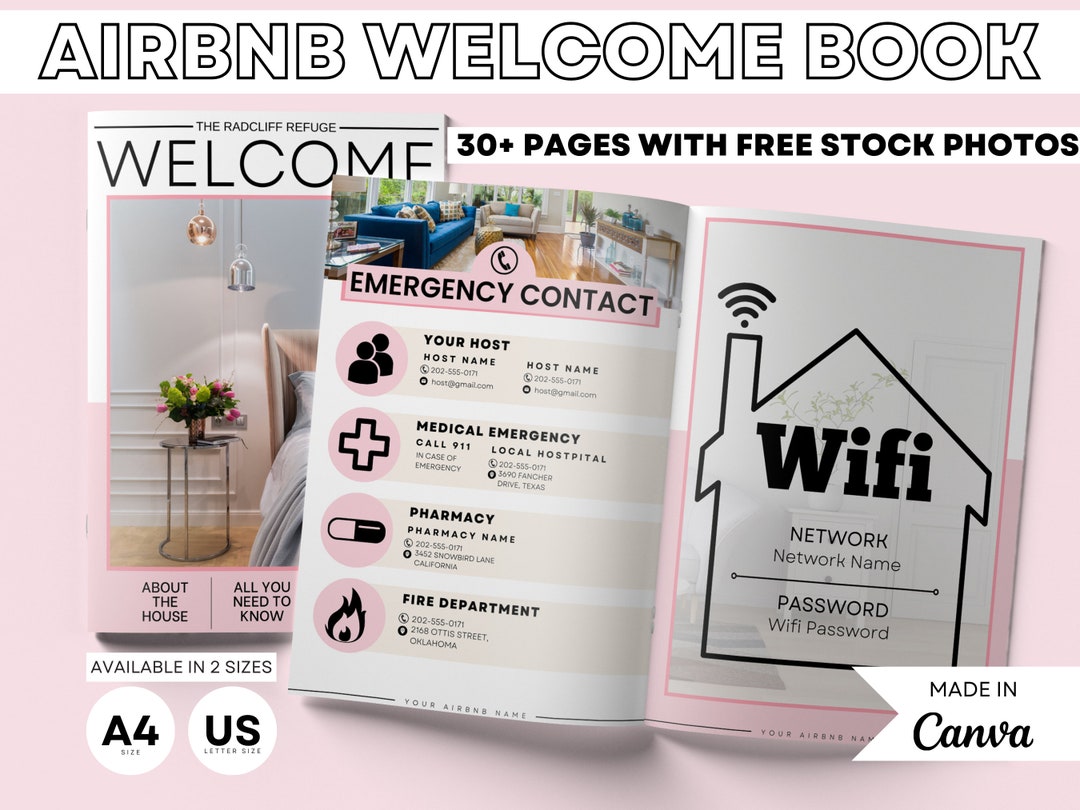 Welcome Book Template, Airbnb Welcome Guide, Editable Canva Air Bnb ...