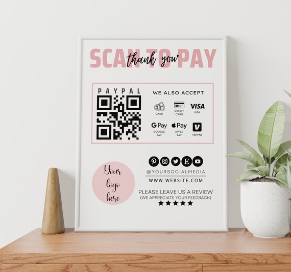 Printable Scan to Pay Template Editable Scan to Pay Sign - Etsy