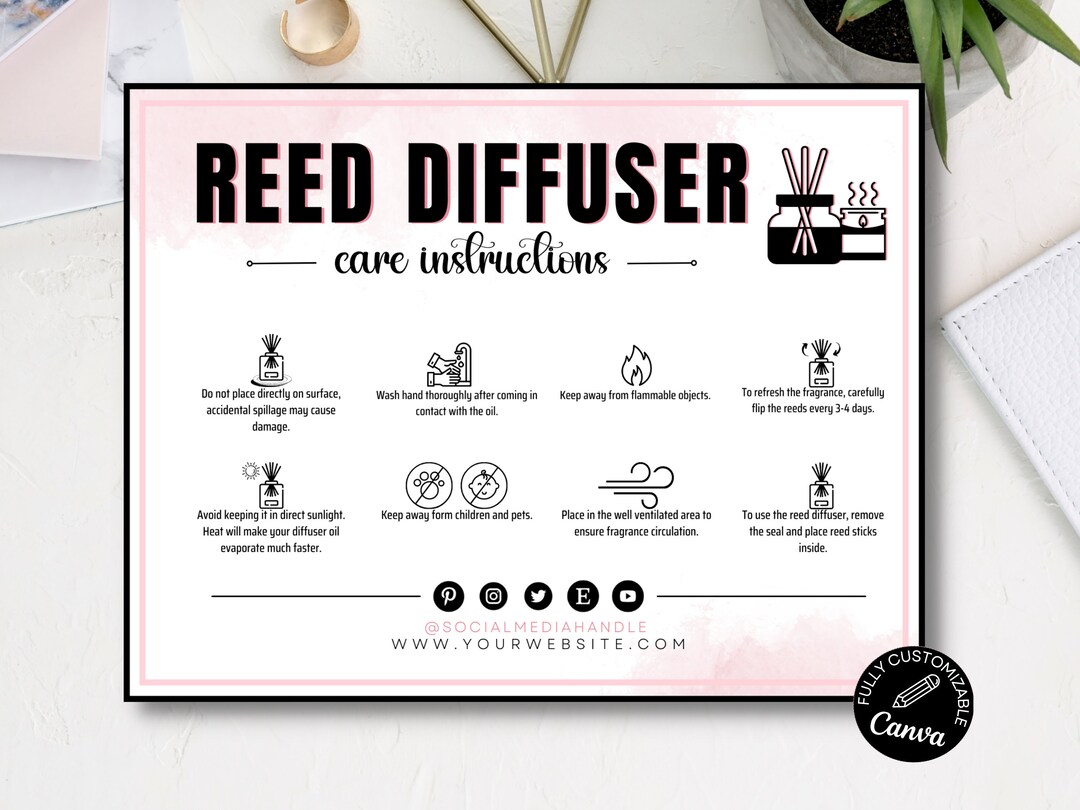 MINI Diffuser Care Template, Reed Diffuser Care Guide, Printable Room ...