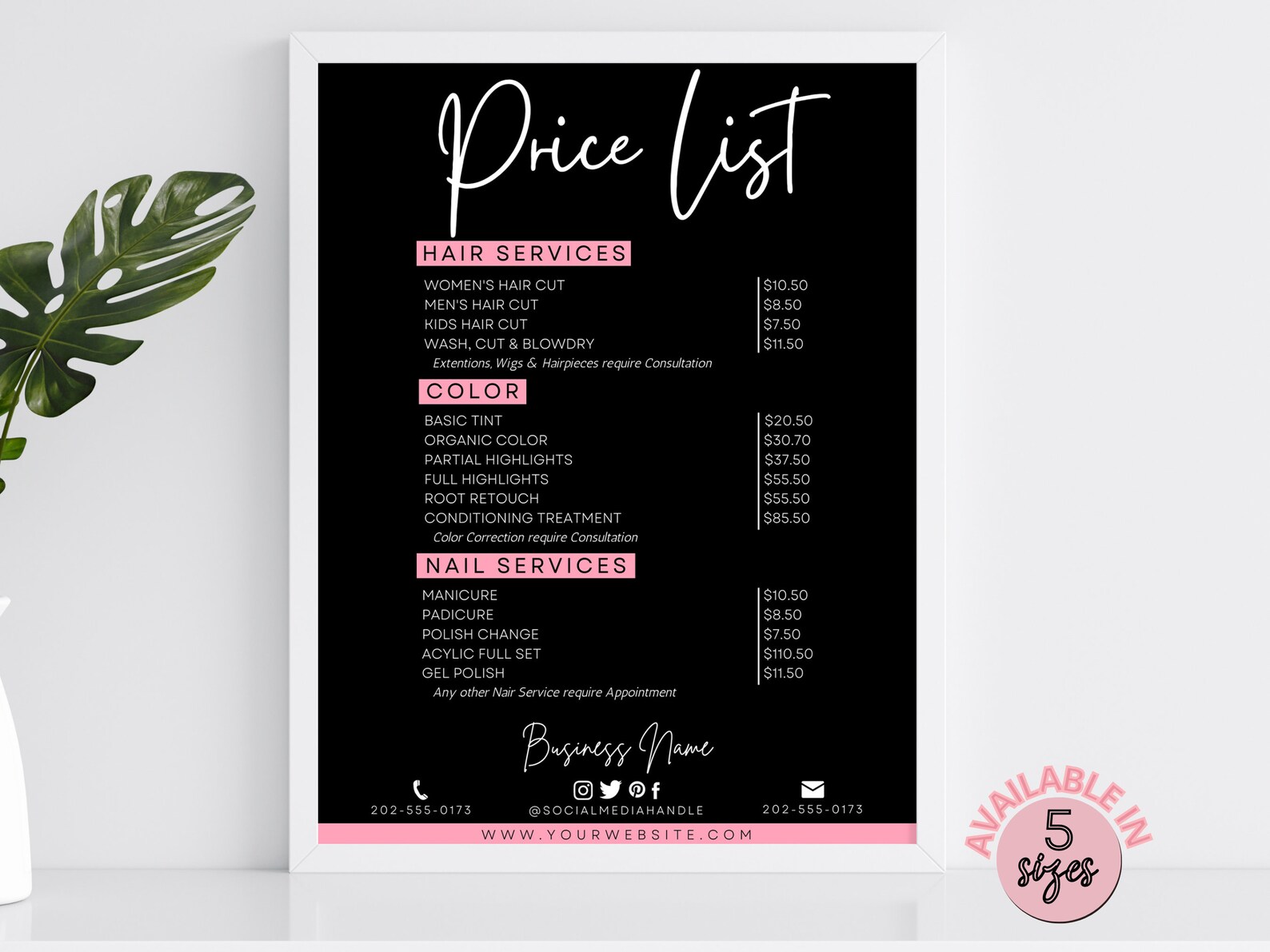 Editable Price List Template Sign for Small Business - Etsy