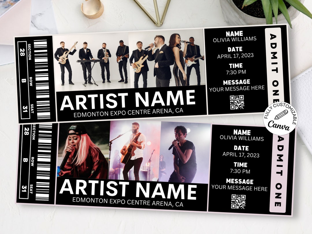Concert Ticket Template, Editable Event Ticket Canva Template, Custom ...