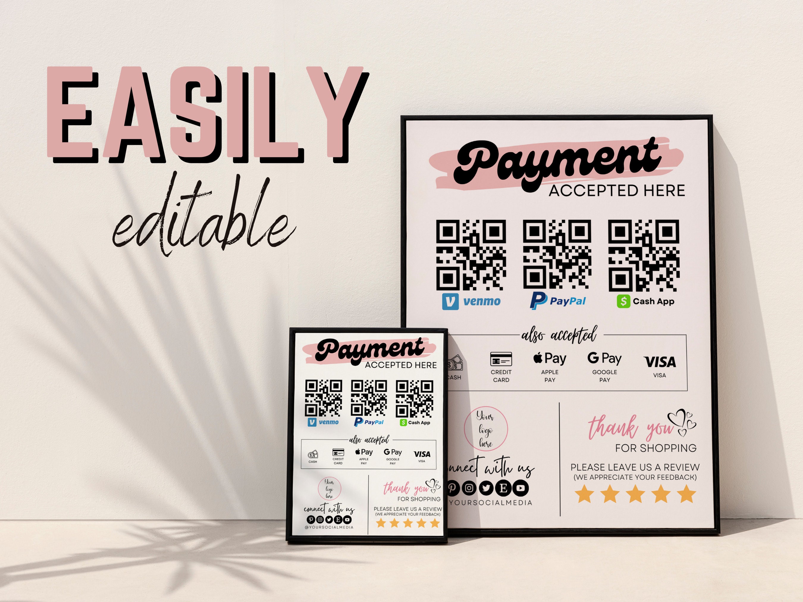 Printable Scan to Pay Template Editable Scan to Pay Sign - Etsy