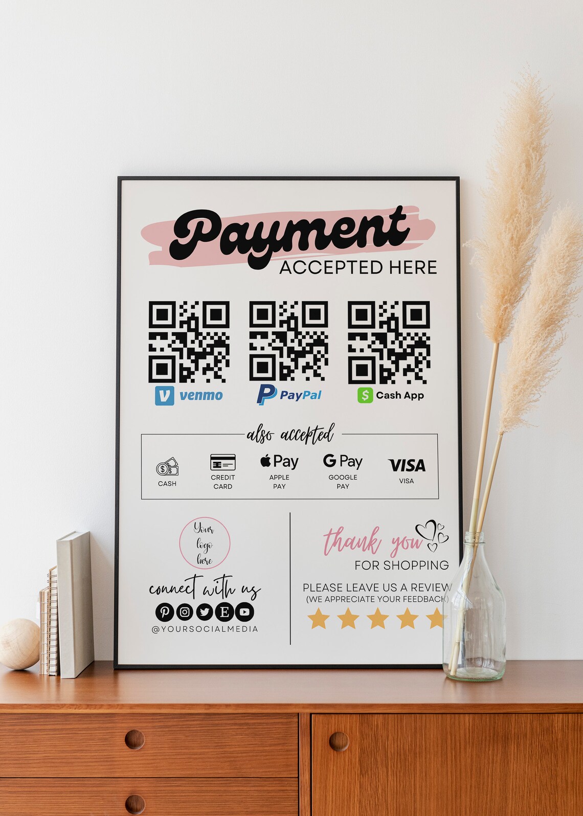 Printable Scan to Pay Template Editable Scan to Pay Sign - Etsy