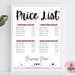 Price List Template DIY Small Business Printable Pricing Guide - Etsy
