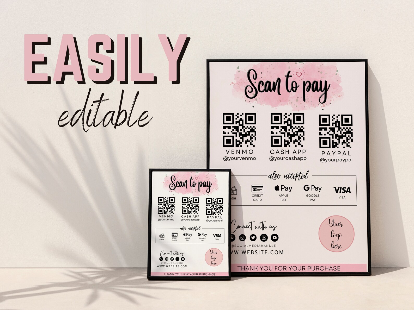 Printable Scan to Pay Template Editable Scan to Pay Sign | Etsy