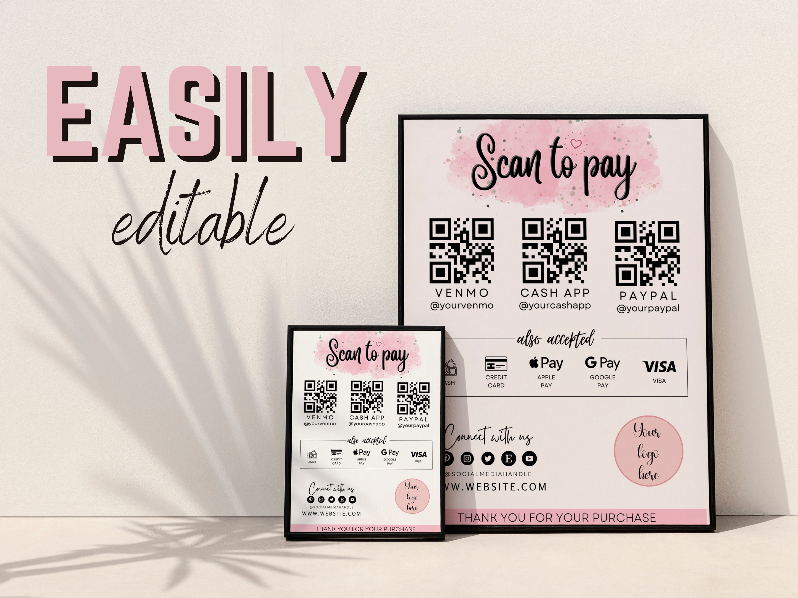 Printable Scan to Pay Template Editable Scan to Pay Sign | Etsy