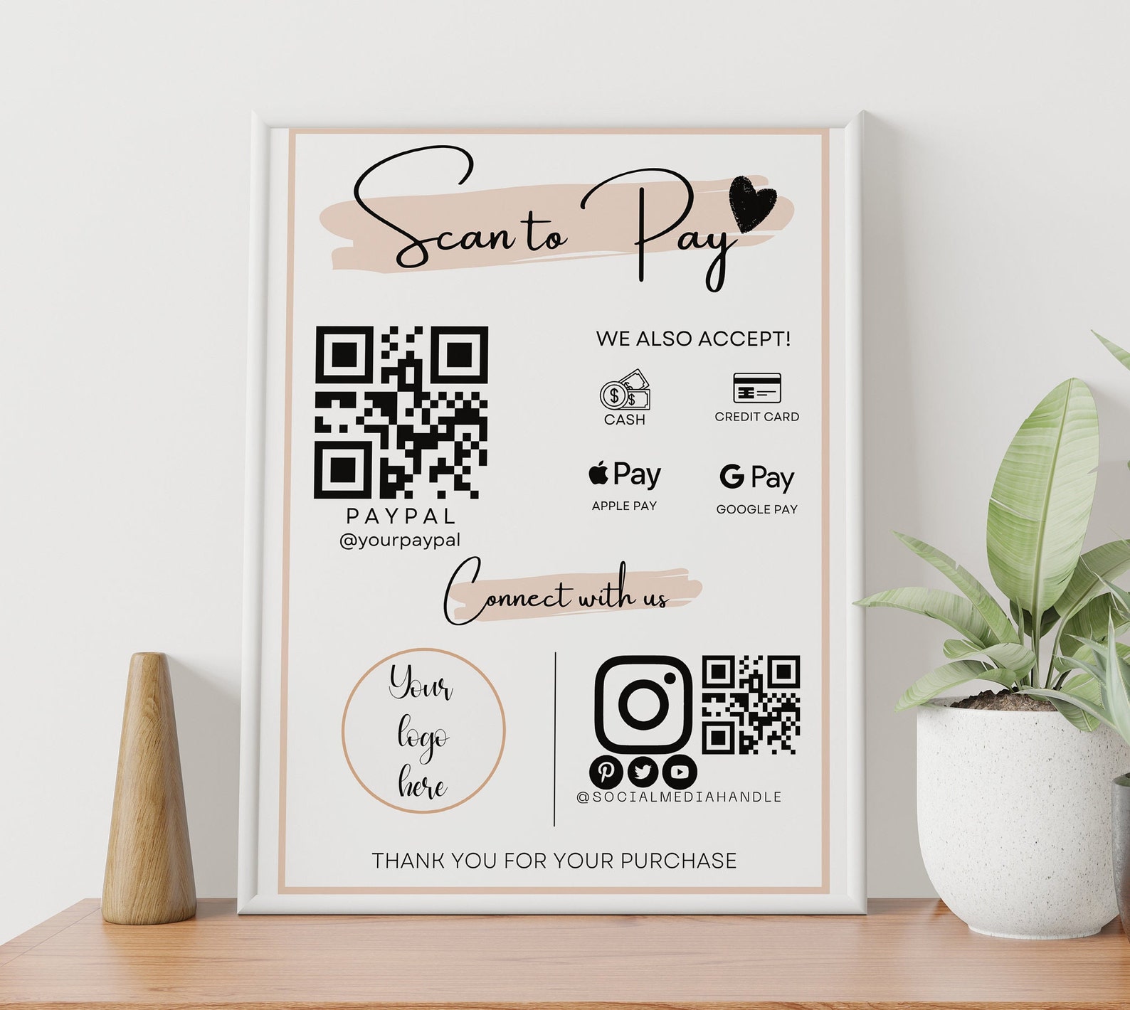 Printable Scan to Pay Template Editable Scan to Pay Sign - Etsy