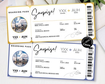 Editable Boarding Pass Template, Printable Personalized Airline Ticket ...